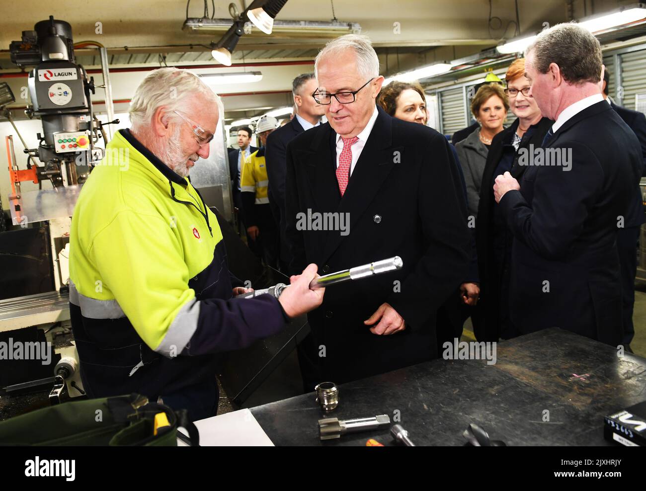 Prime Minister Malcolm Turnbull meets ASC workers while on a tour of ...