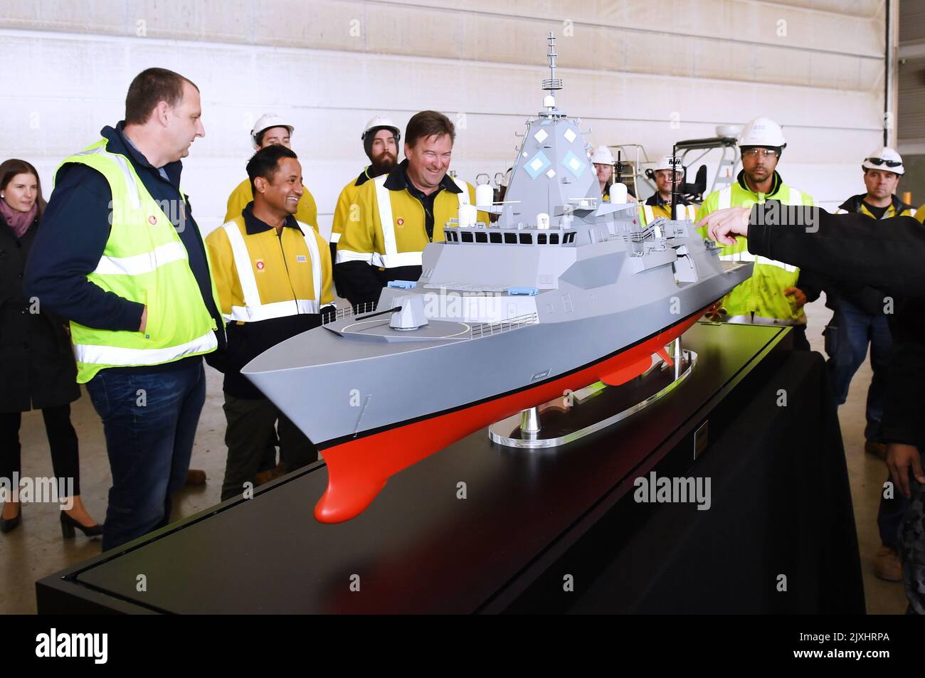ASC workers get their first look at a model of the Hunter Class Frigate ...
