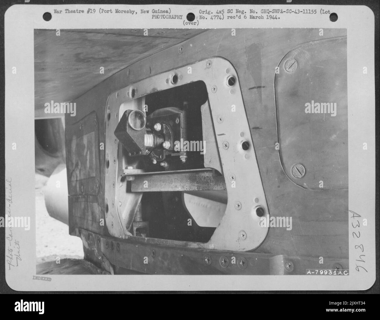 Close-up view showing the position of a camera mounted on a Lockheed P ...