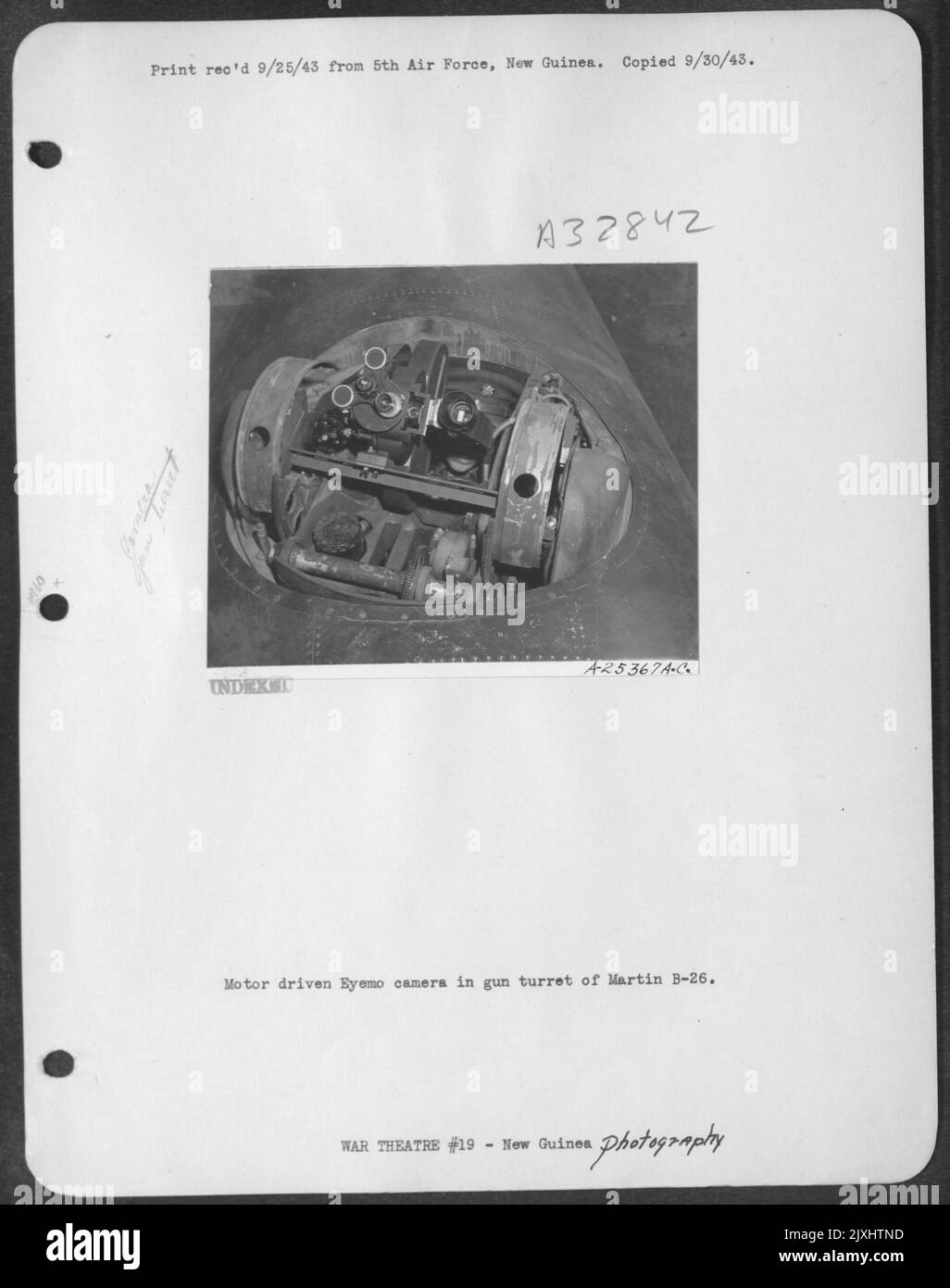 Motor driven Eyemo camera in gun turret of Martin B-26 Stock Photo - Alamy