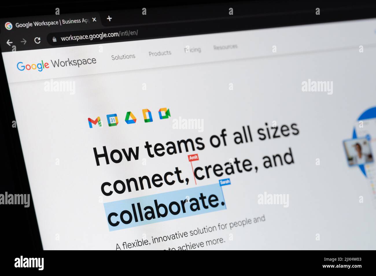 New york, USA - september 1, 2022: Using Google Workspace tools on ...