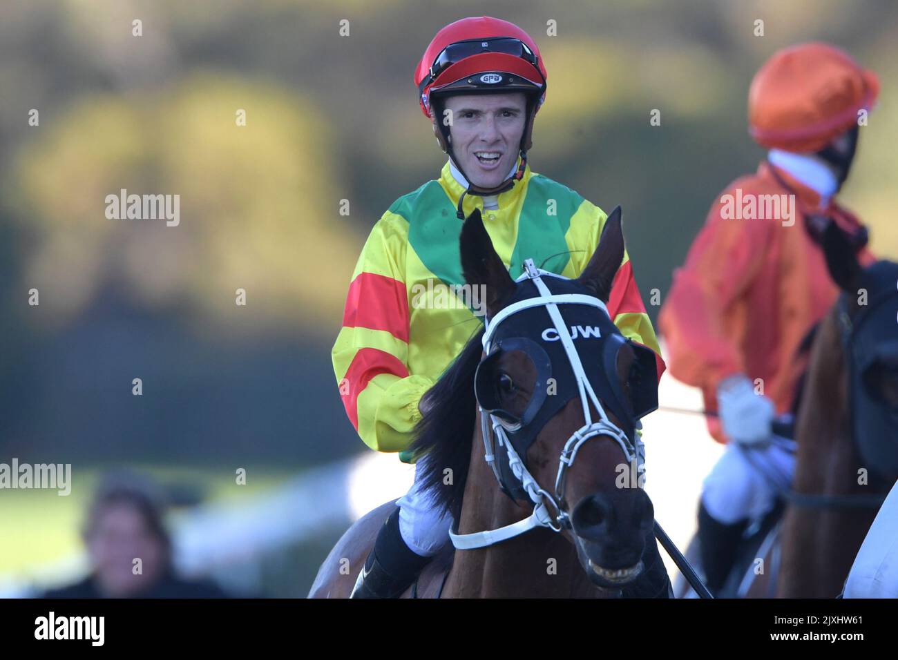 Jockey Jay Ford returns to scale after Liapari wins race 7, the Civic ...