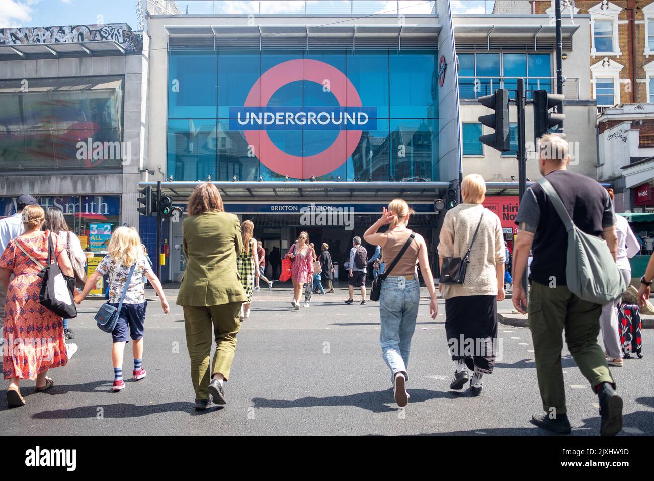 London- August 2022: : Brixton street scene outside the London ...