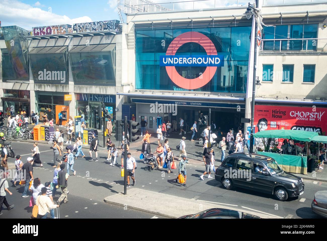 London- August 2022: : Brixton street scene outside the London ...