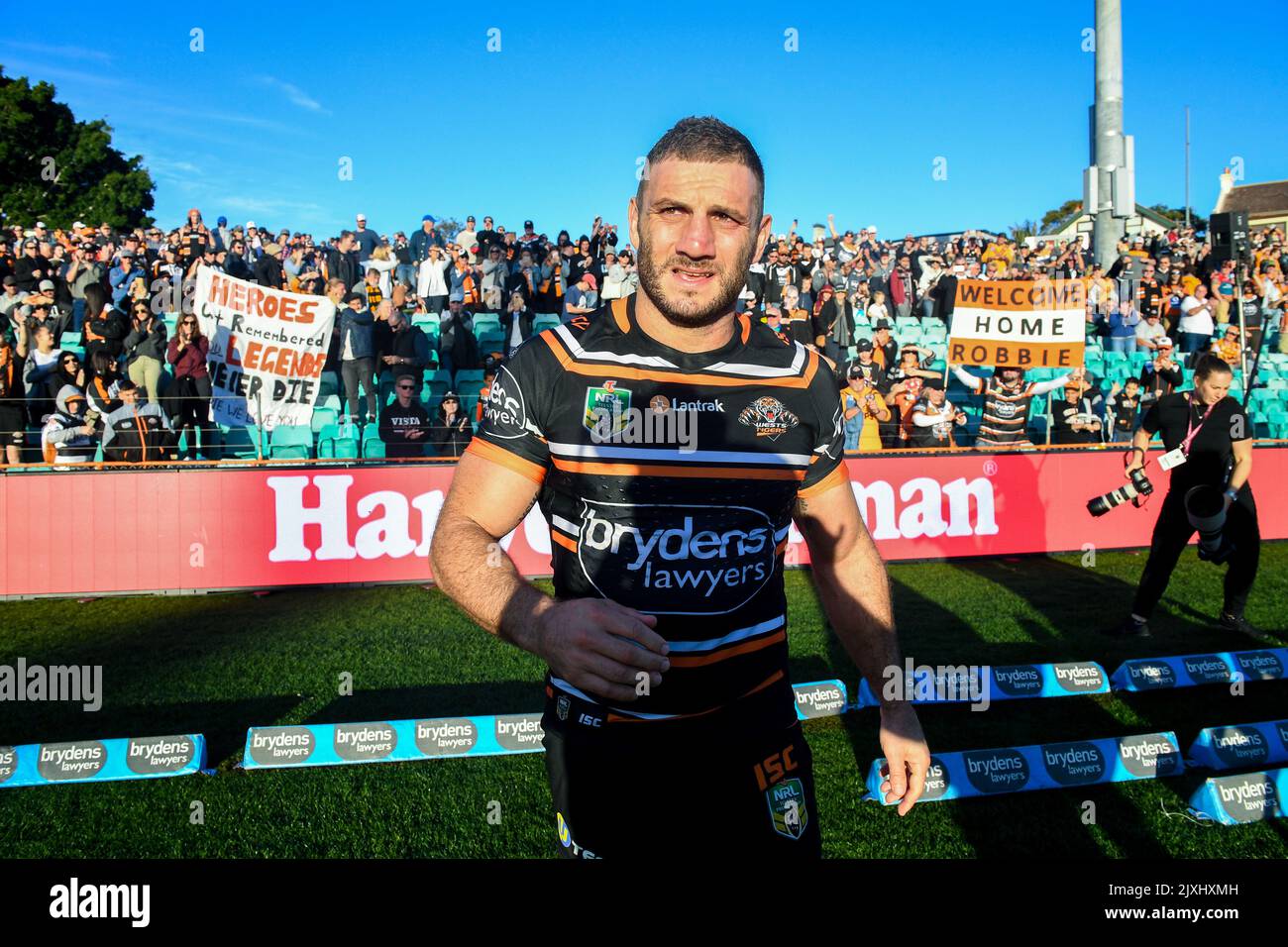 Robbie Farah of the Tigers reacts following the Round 16 NRL match ...