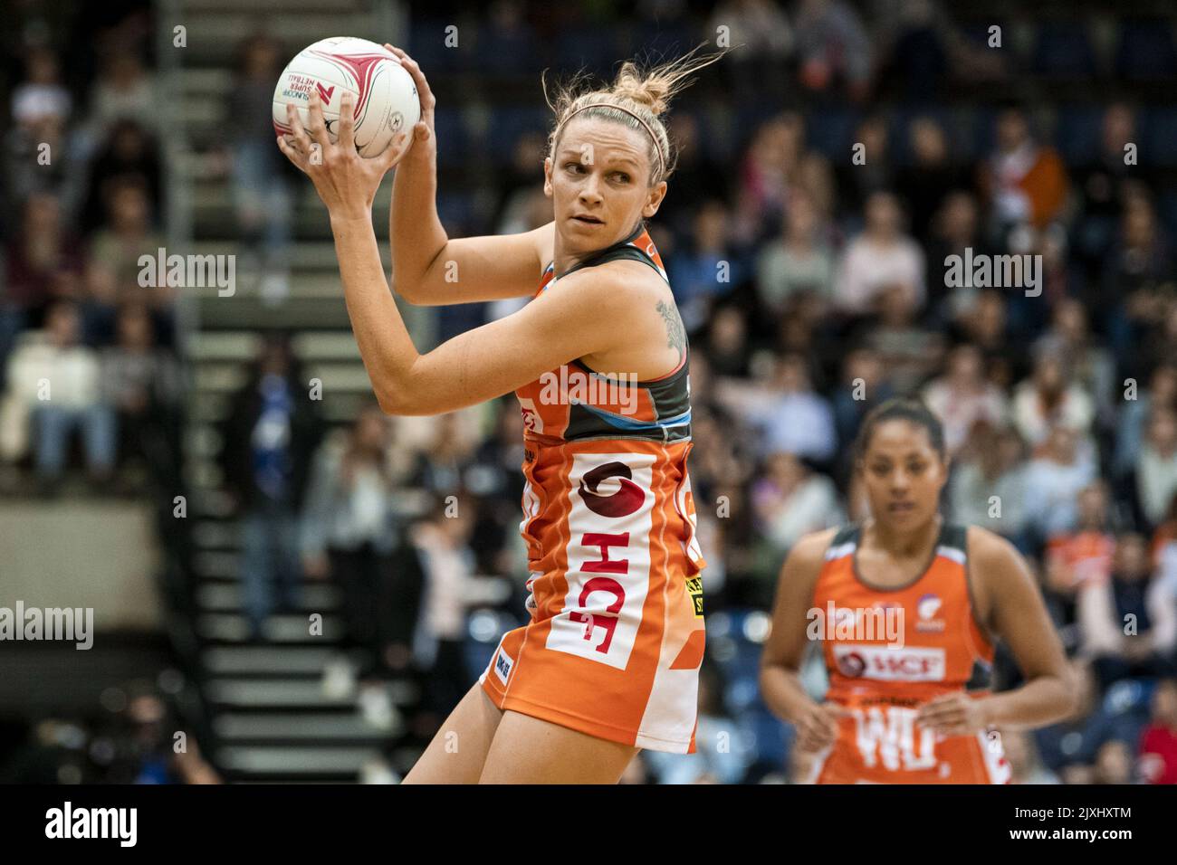 Joanne Harten of the Giants during the Round 9 Super Netball match ...