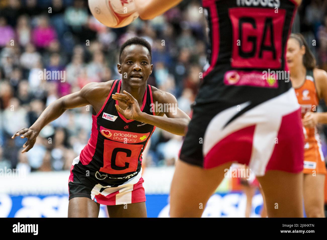 Bongiwe Msomi of the Thunderbirds during the Round 9 Super Netball ...
