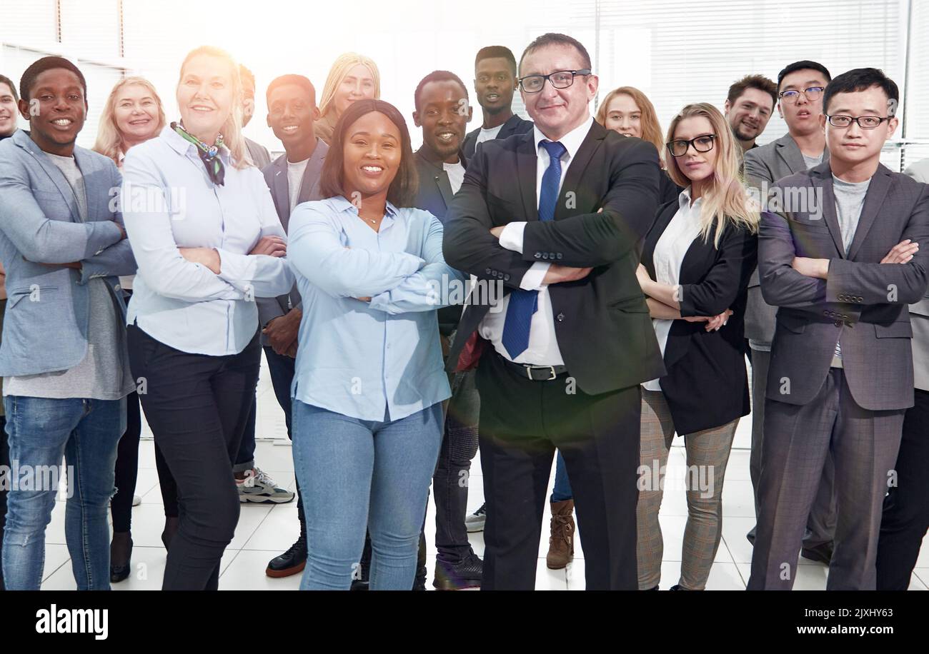 Group of successful multiethnic business people in full growth Stock ...