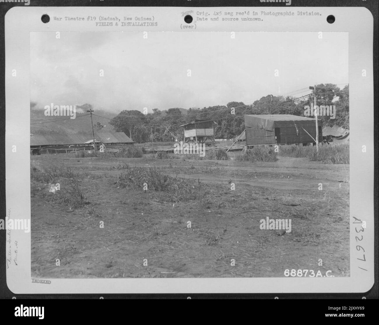 View of the outdoor theatre and officers' club (background) of the 43rd ...