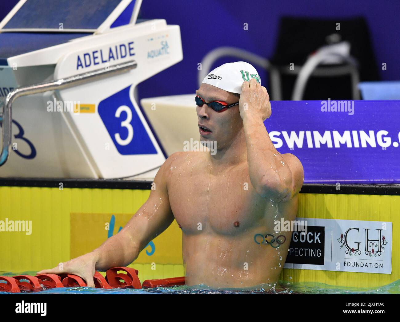 Jake Packard is seen after winning the 100 metres final during day two ...