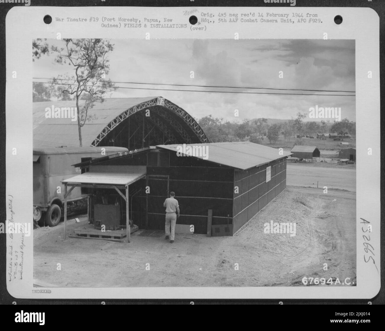 Exterior view of the 27th Air Depot Group instrument shop at the Port Moresby Air Depot, Papua ...