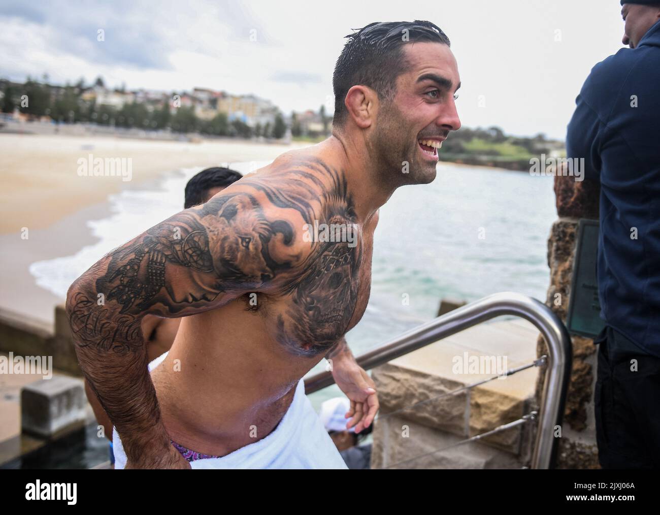 NSW Blues player Paul Vaughan is seen during a team recovery session at ...