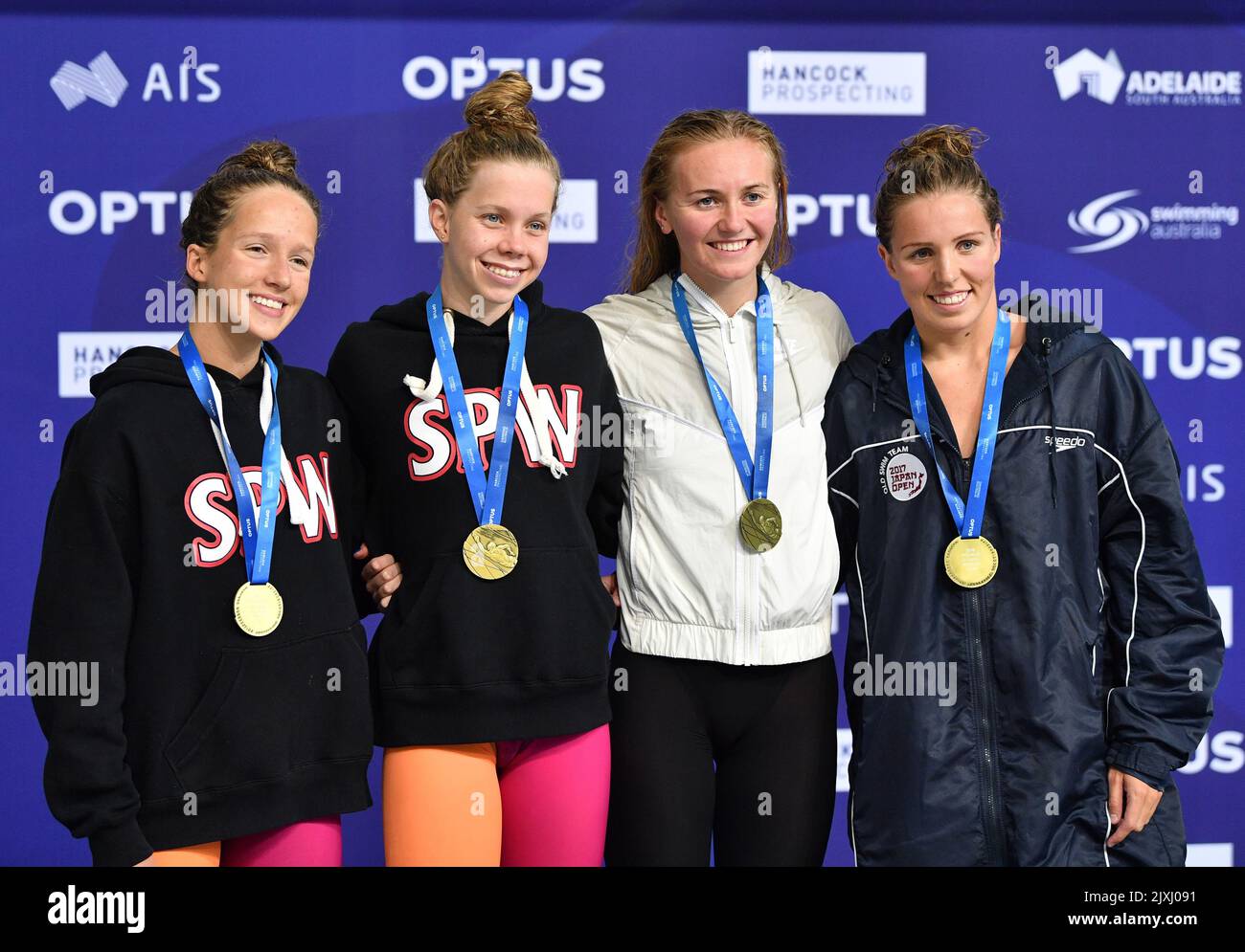 (L-R) Jenna Forrester, Michaela Ryan, Ariane Titmus and Abbey Harkin ...