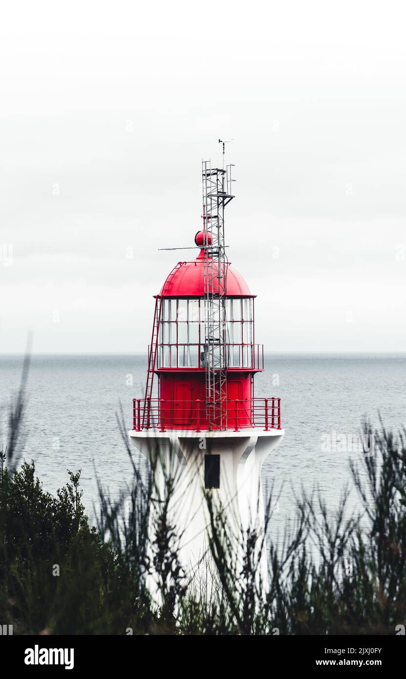 A vertical shot of Sheringham Point Lighthouse. Shirley, Canada Stock ...