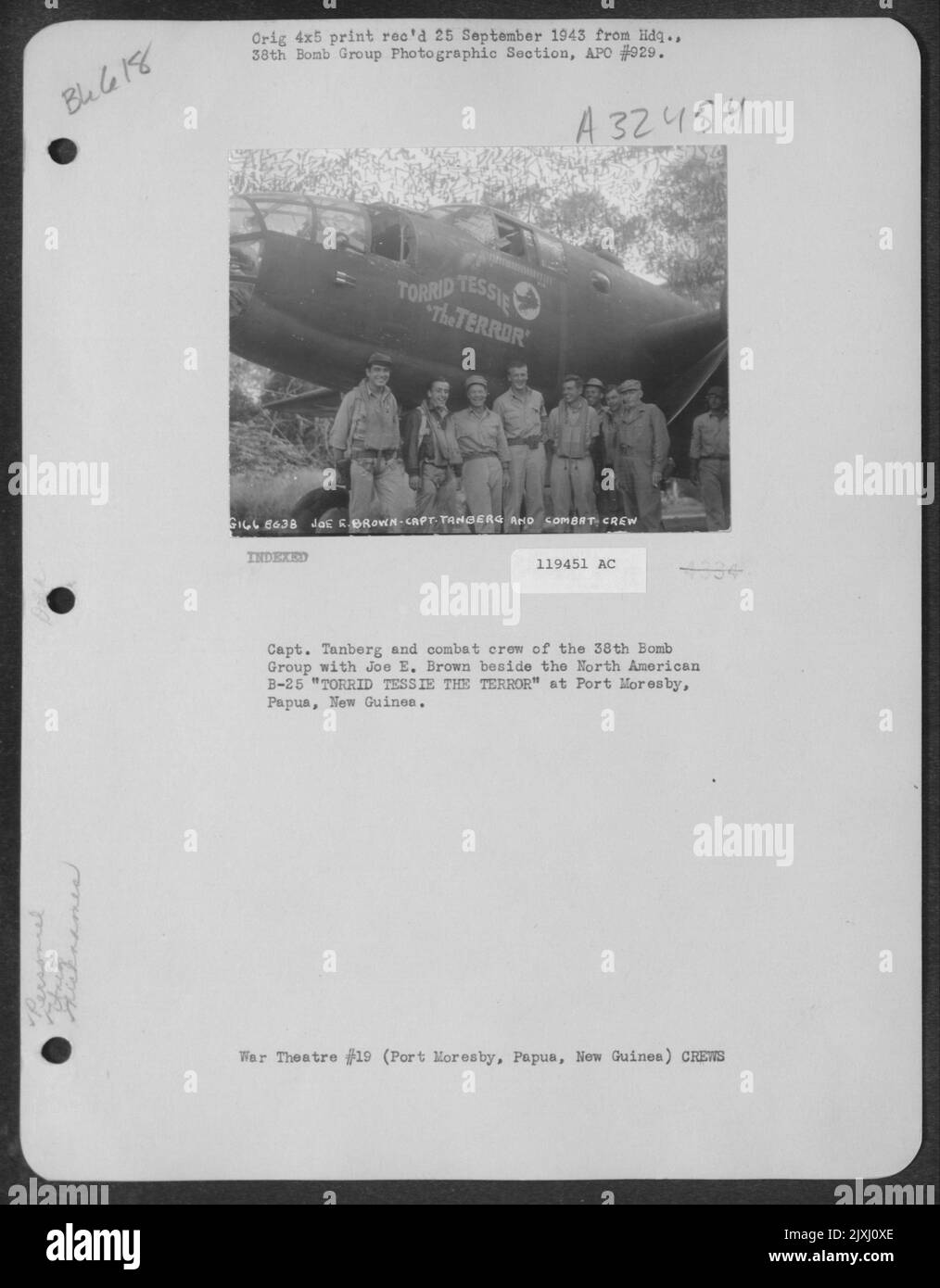 Capt. Tanberg And Combat Crew Of The 38Th Bomb Group With Joe E. Brown ...