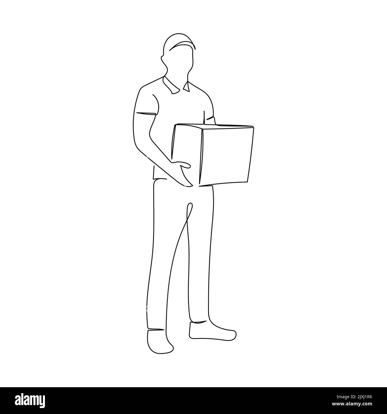 Continuous line drawing of a delivery man. Minimalism art Stock Vector ...