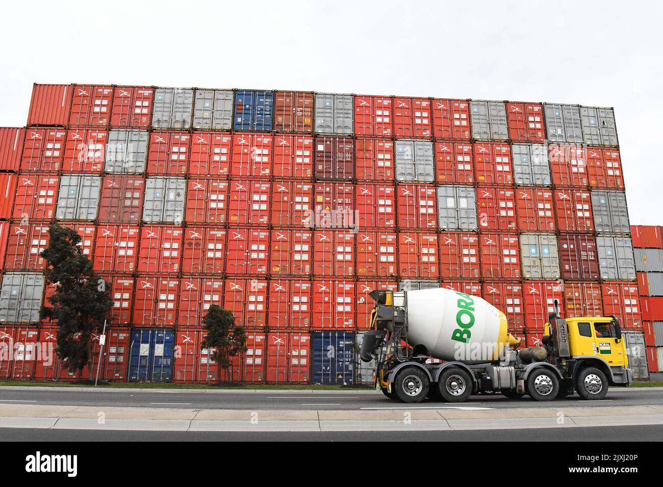Shipping containers are seen in Port Melbourne on Wednesday, July 4 ...