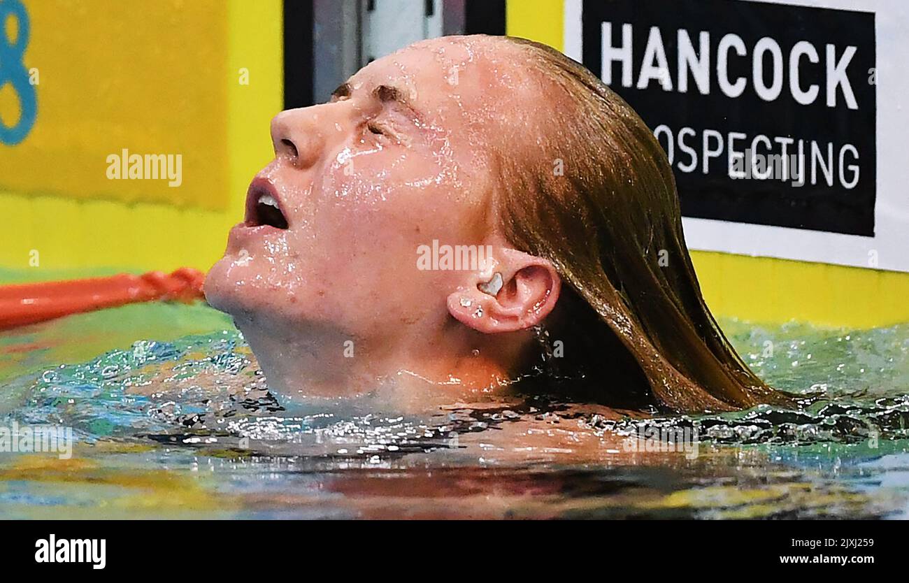 Ariarne Titmus after winning the Womens 800 metre Freestyle final ...