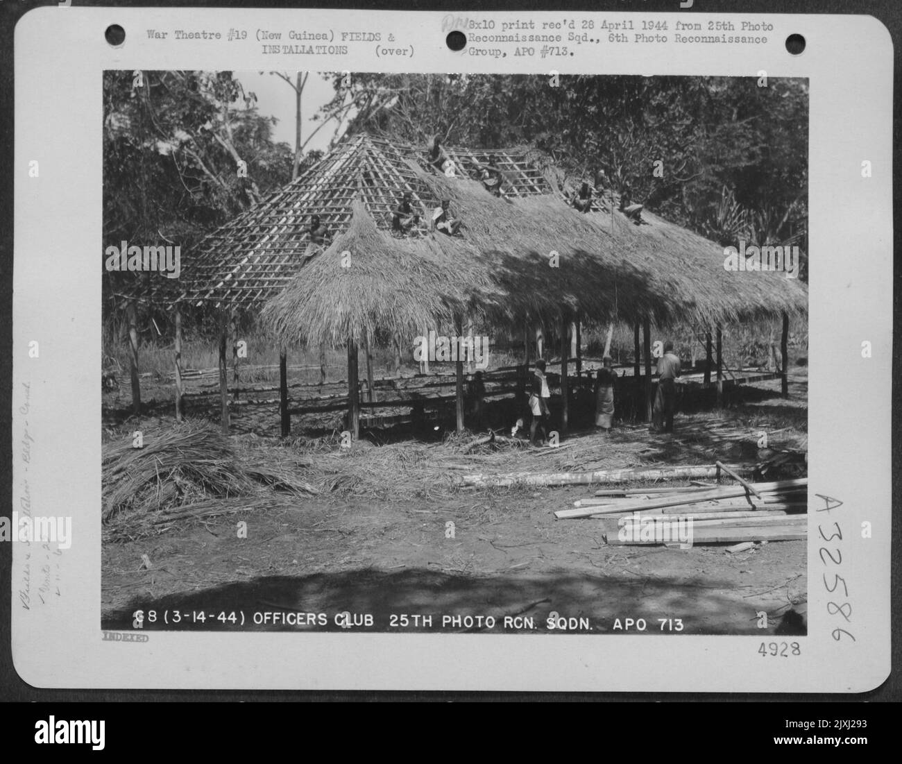 Natives at work during the construction of the Officers' Club of the ...