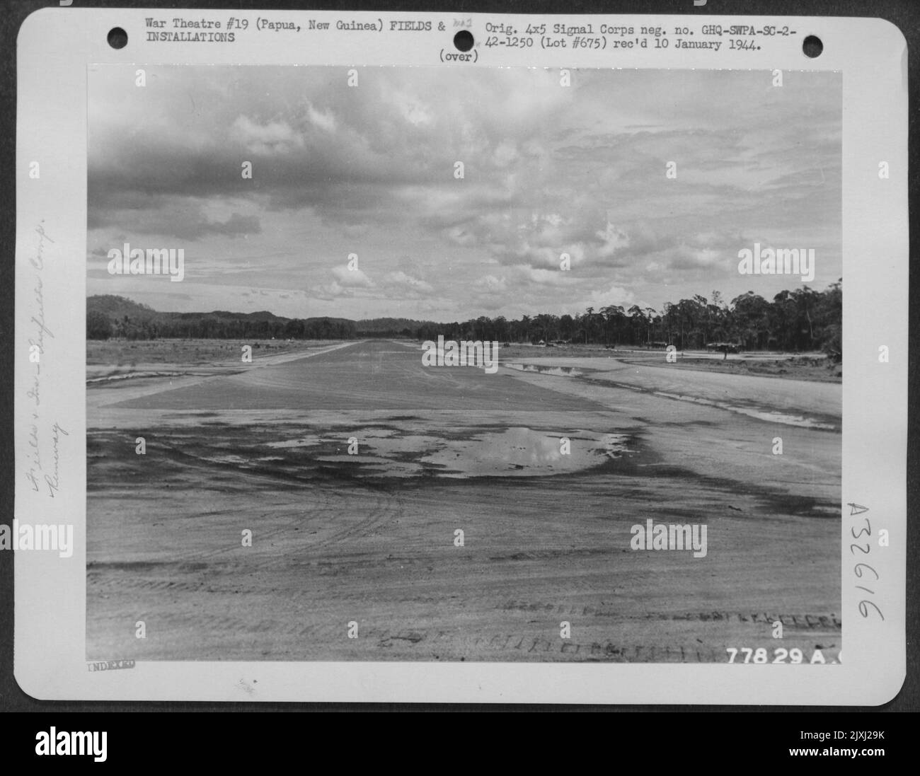Durand Airdrome looking Northwest along runway near Port Moresby, Papua ...