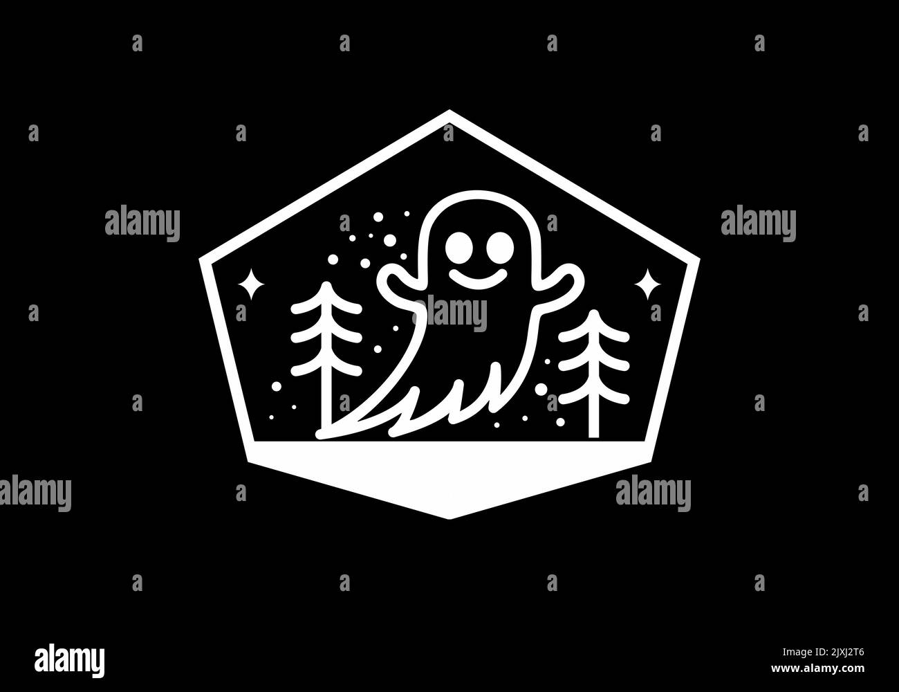 Black and white color of flying ghost vector illustration Stock Vector ...