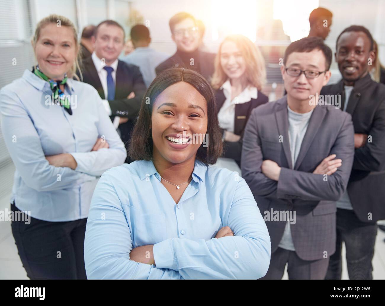 group of leading experts standing in the office lobby Stock Photo - Alamy