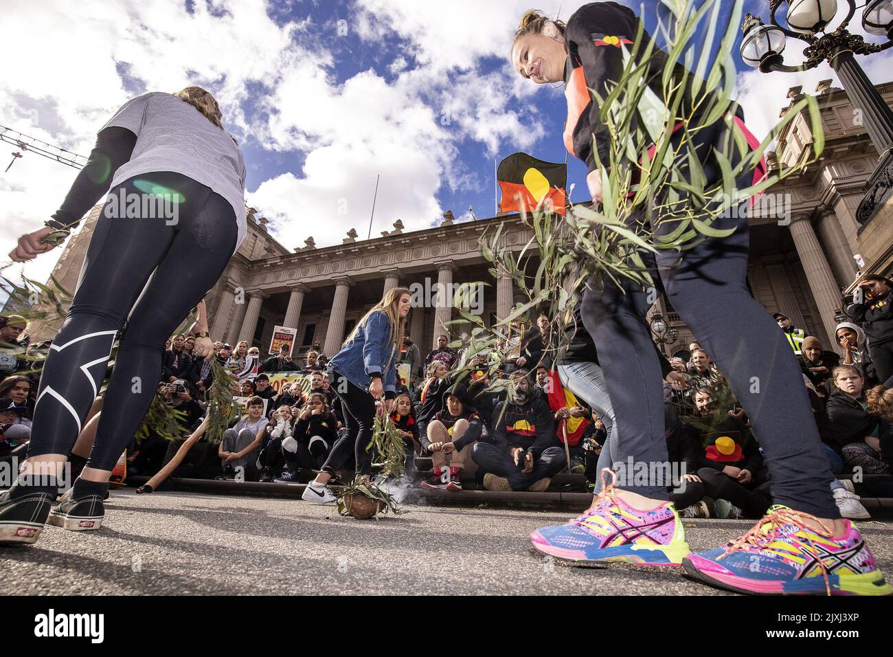 A traditional dance is performed during a NAIDOC week march in ...