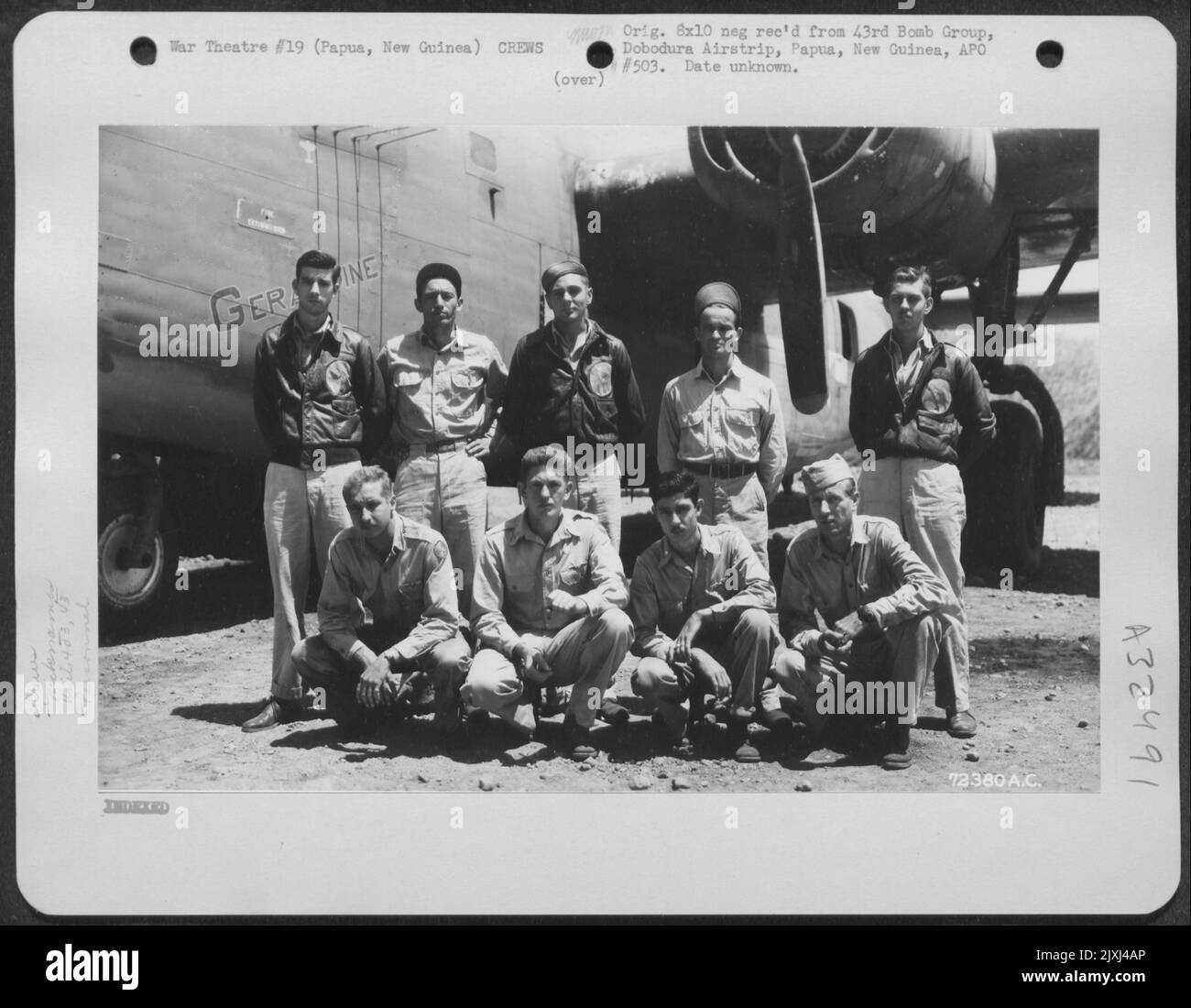 Lt. Purdy and crew of the 403rd Bomb Squadron, 43rd Bomb group pose by ...