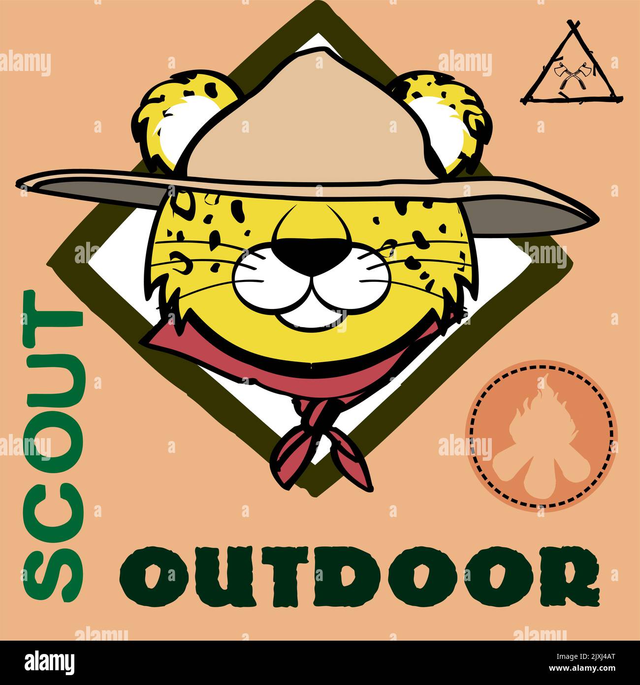 leopard cartoon scout uniform insignia pack collection illustration in ...