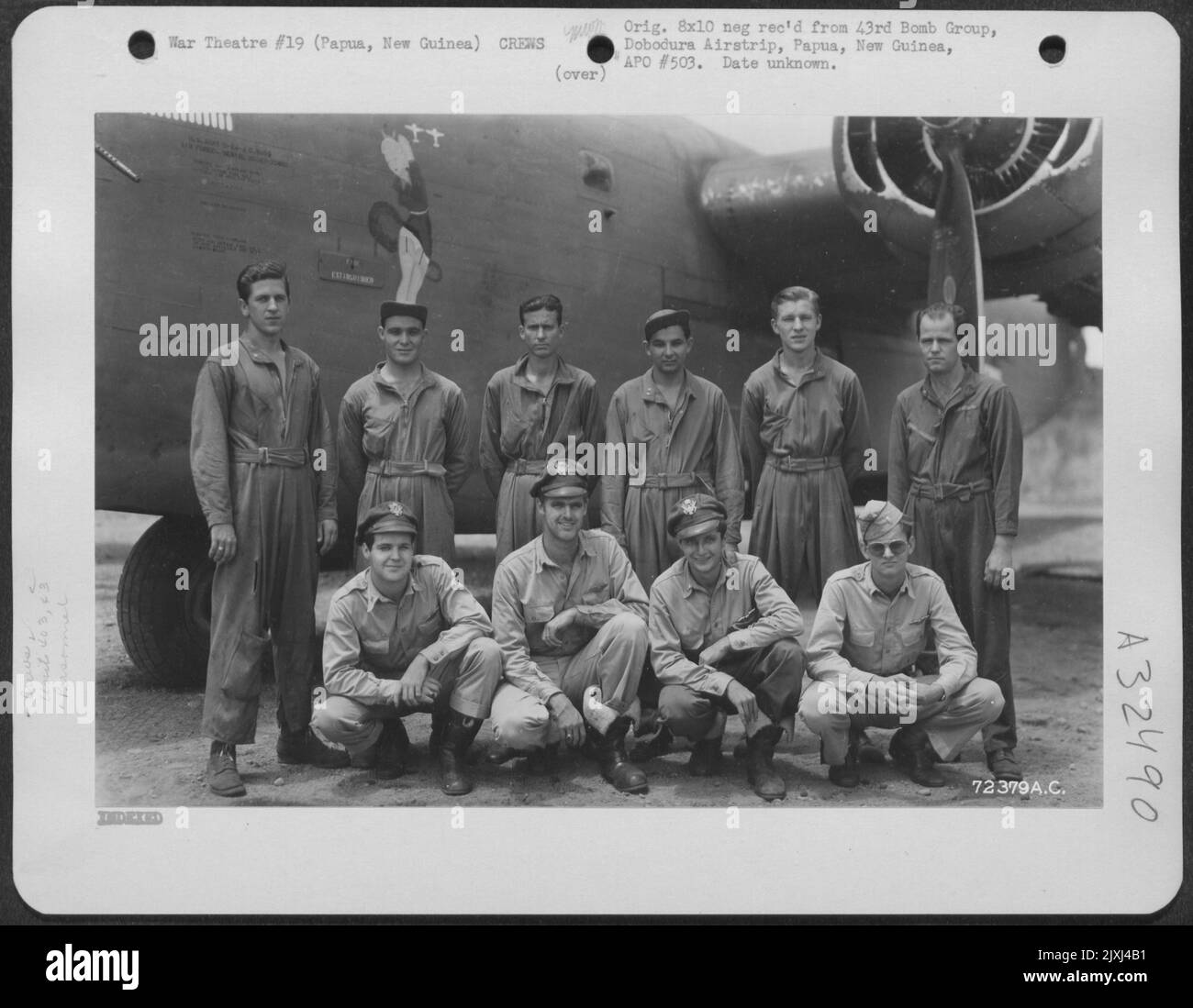 Lt. Spencer and crew of the 403rd Bomb Squadron, 43rd Bomb Group, pose ...