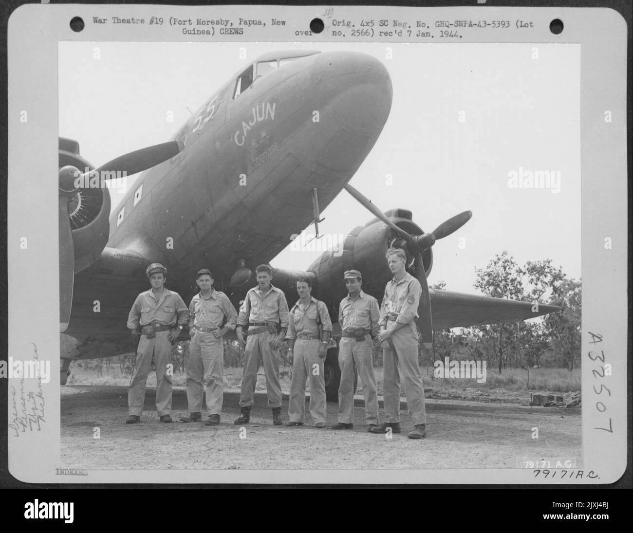 C-47 transport plane "Cajun" and its crew from 6th Troop Carrier Sq ...