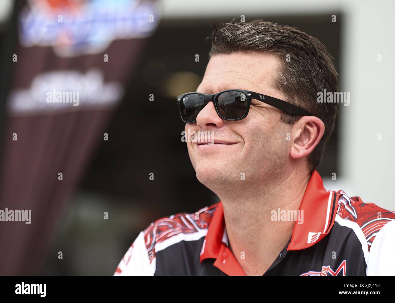Garth Tander of Wilson Security Racing GRM team smiles ahead of Race 17 ...