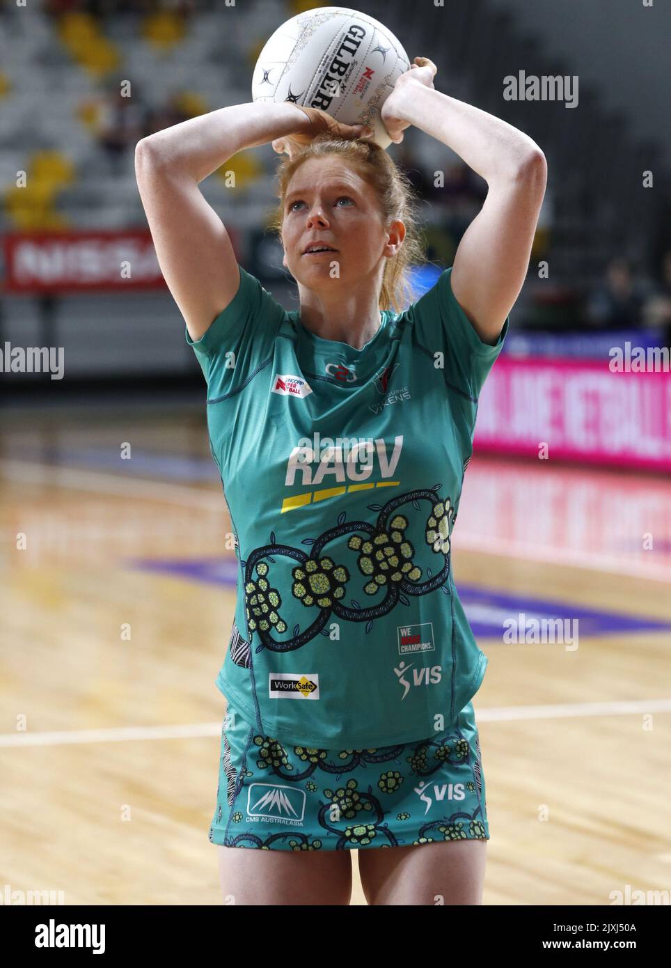 Tegan Philip of the Melbourne Vixens warms-up ahead of the Round 10 ...