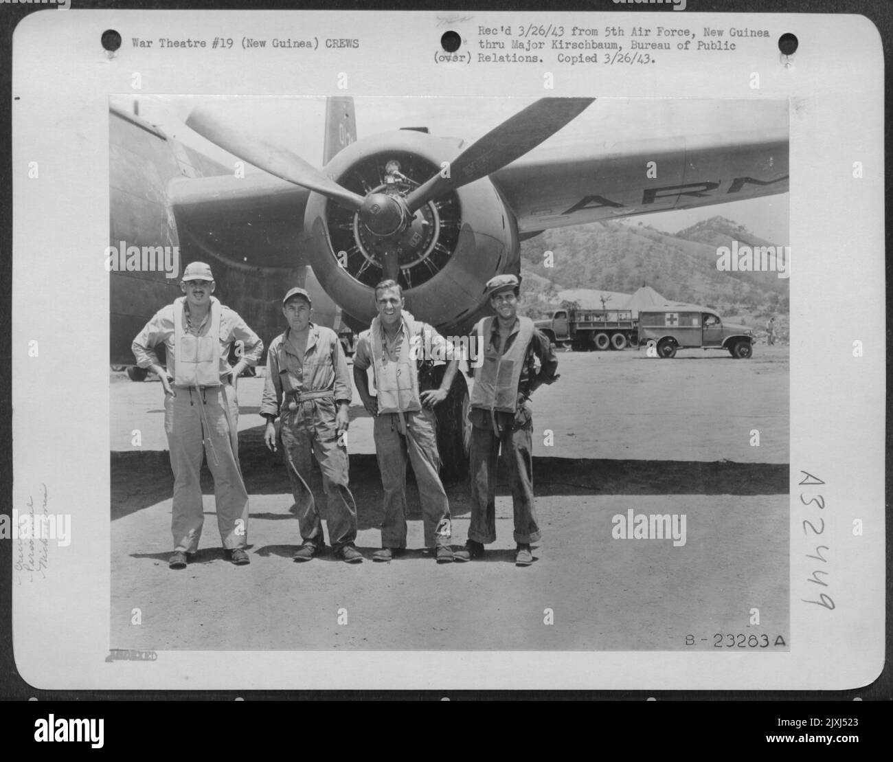 ADVANCE ECHELON, FIFTH AIR FORCE, SOMEWHERE IN NEW GUINEA-This air crew ...