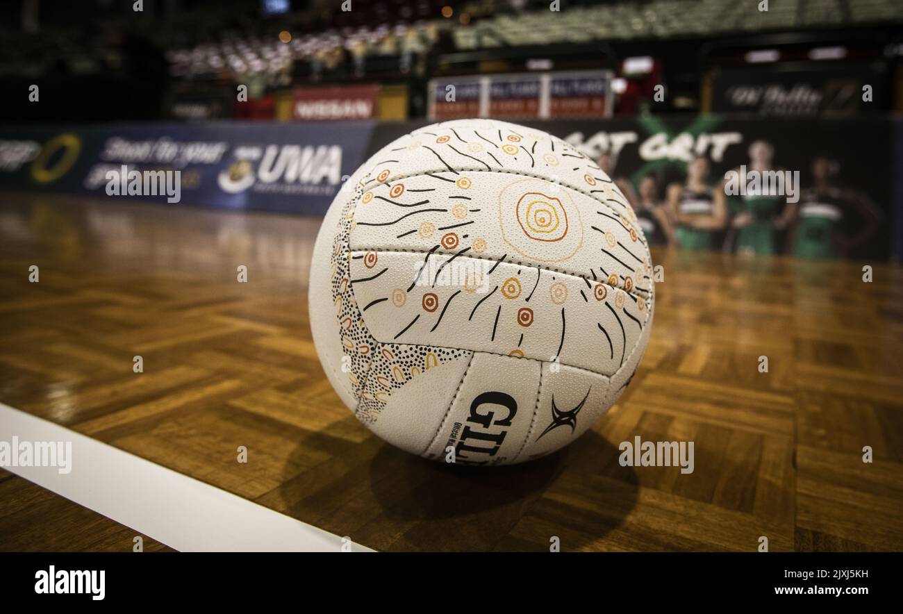 The special ball to be used during the Round 10 Super Netball match ...