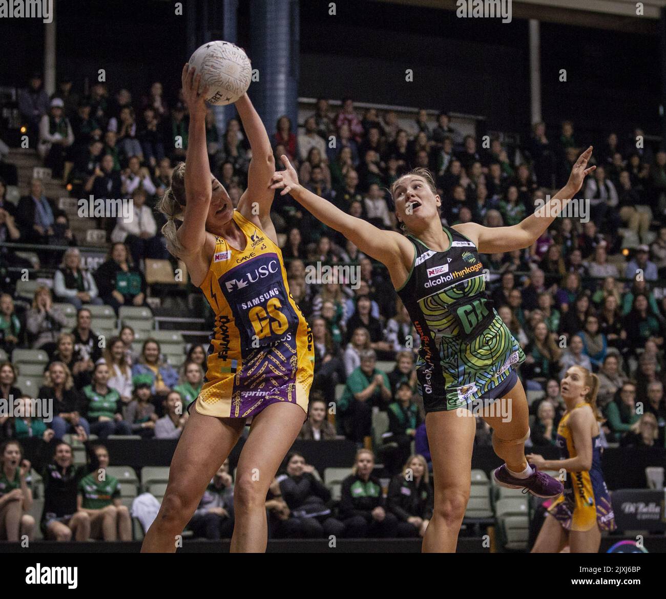 Caitlin Bassett of the Lightning and Courtney Bruce of the West Coast ...