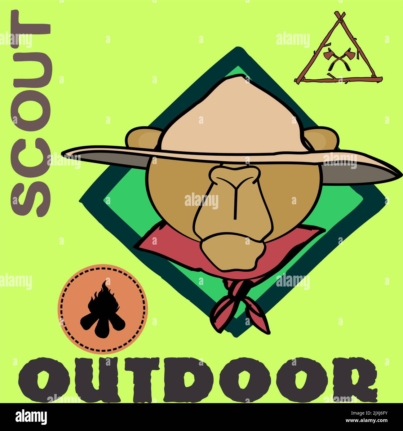 camel cartoon scout uniform insignia pack collection illustration in ...