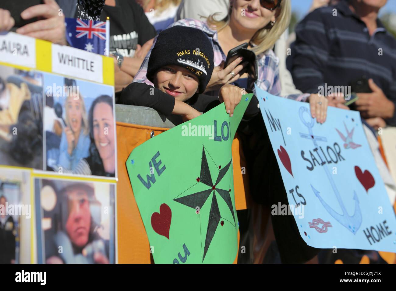 Family and friends greet HMAS Warramunga and her crew as she arrives at ...
