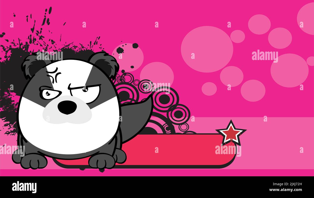 grumpy badger ball style character carton background illustration in ...