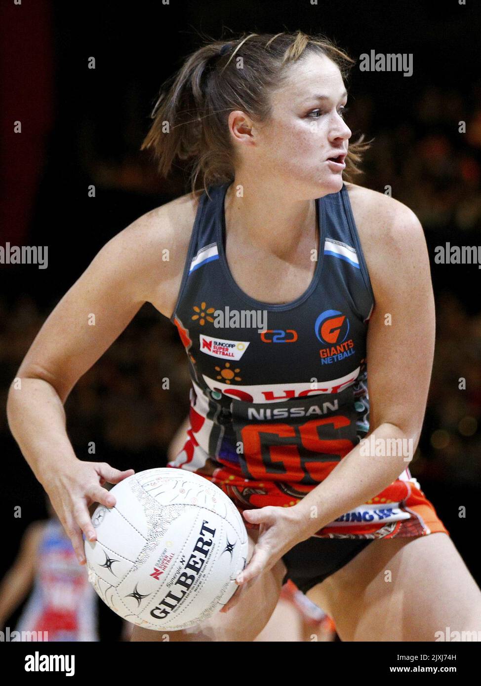 Susan Pettitt of the Giants looks for a pass during the Round 10 Super ...