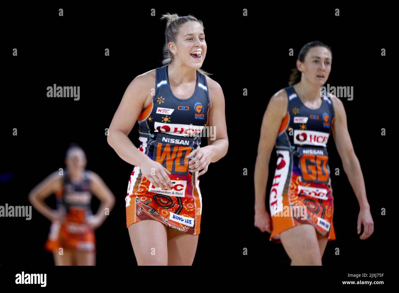 Jamie-Lee Price of the Giants reacts during the Round 10 Super Netball ...