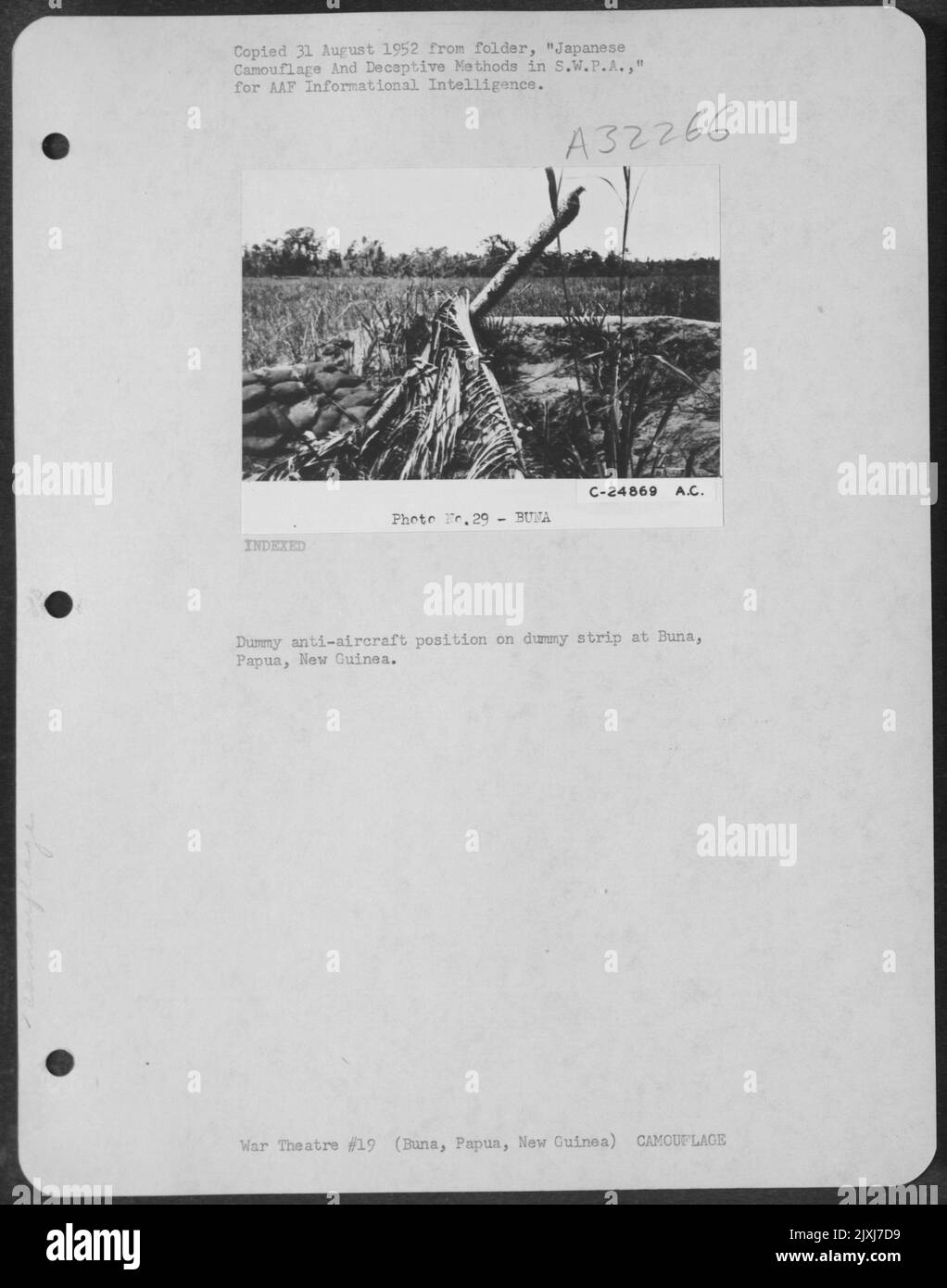 Dummy anti-aircraft position on dummy strip at Buna, Papua, New Guinea ...