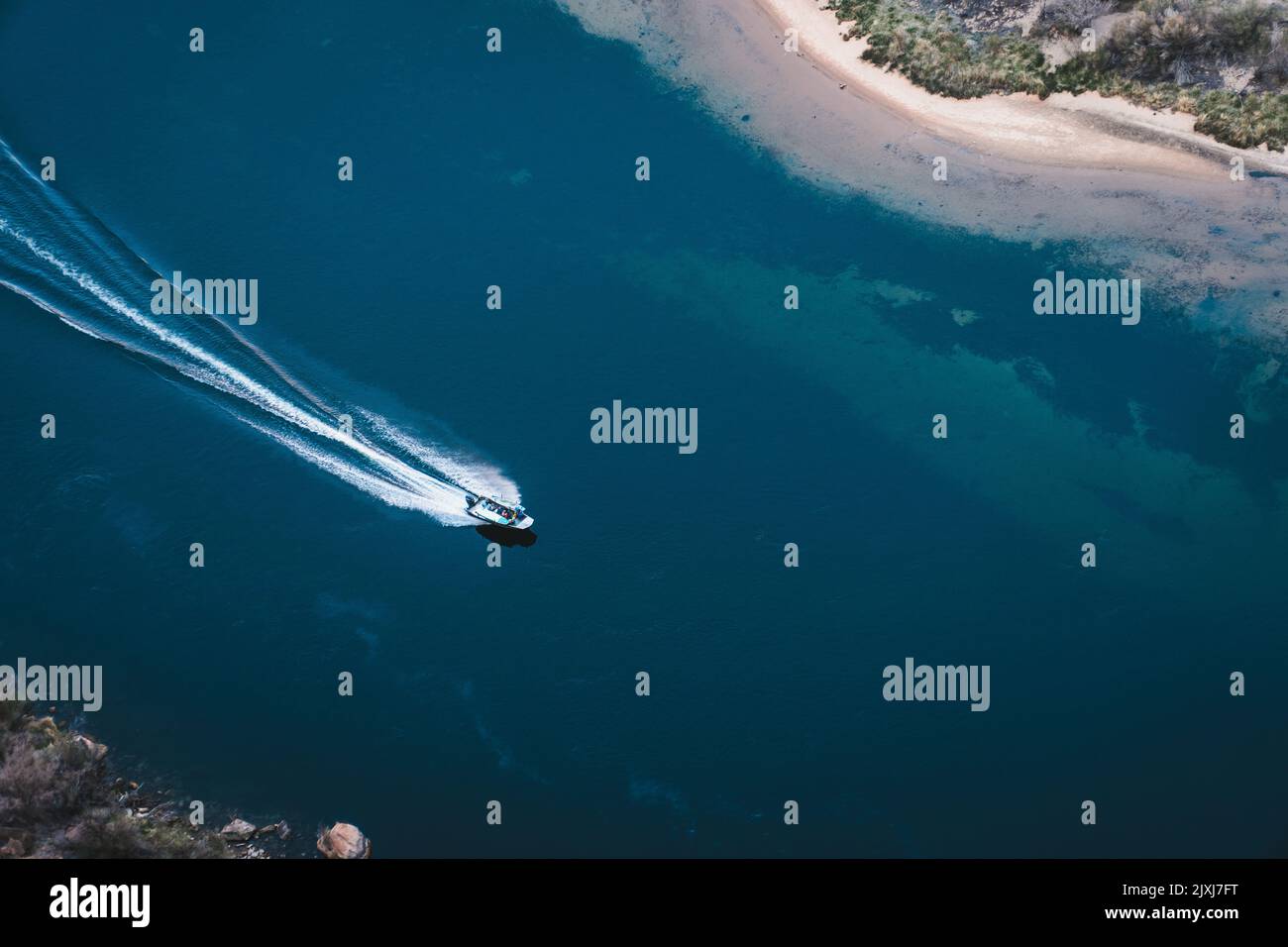 An aerial view of a boat in Colorado river, Arizona Stock Photo - Alamy