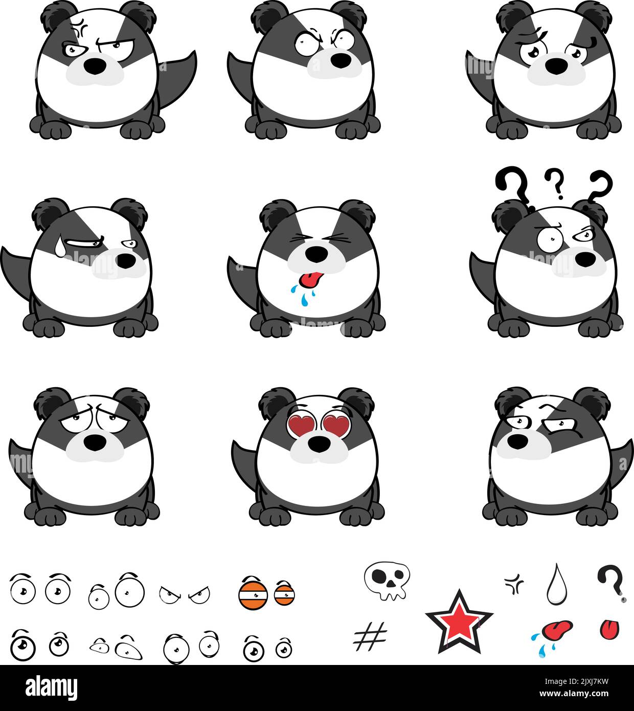 badger cartoon ball style set pack illustration in vector format Stock ...