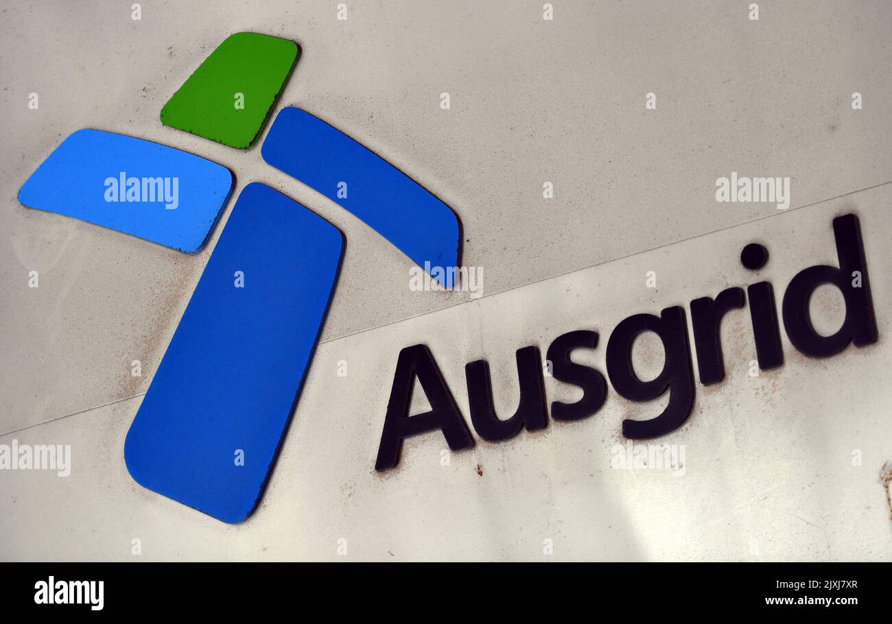 The Ausgrid logo is seen outside the company's head office in Sydney ...