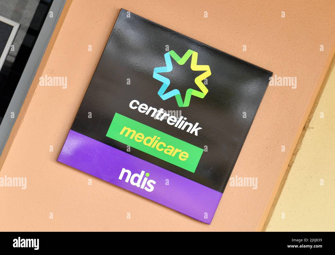 The Centrelink sign is seen in the west NSW town of Broken Hill, Sunday ...
