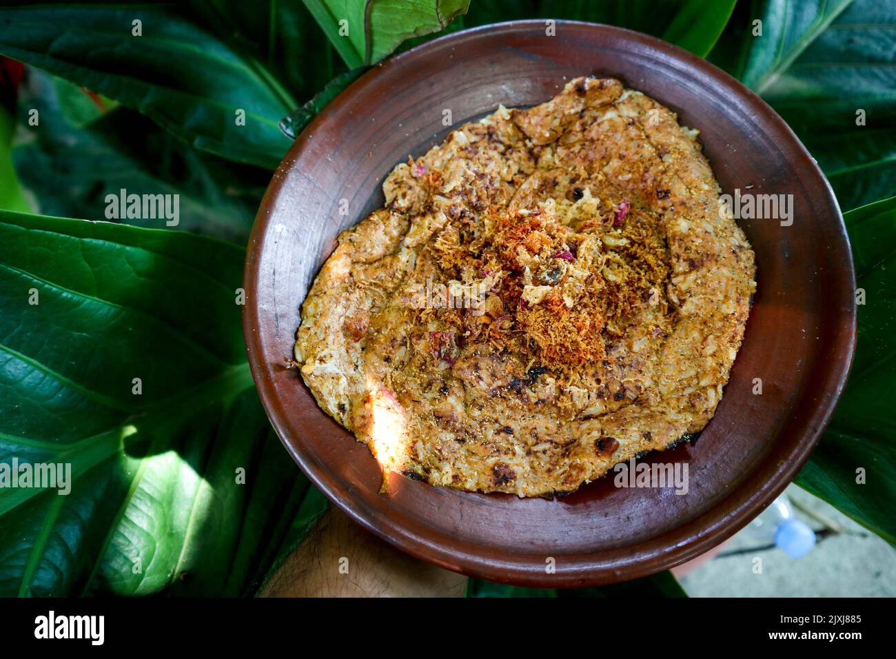 kerak telor or Egg Crust. kerak telor is Spicy Glutinous Rice Omelette ...