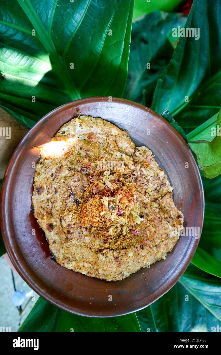 kerak telor or Egg Crust. kerak telor is Spicy Glutinous Rice Omelette ...