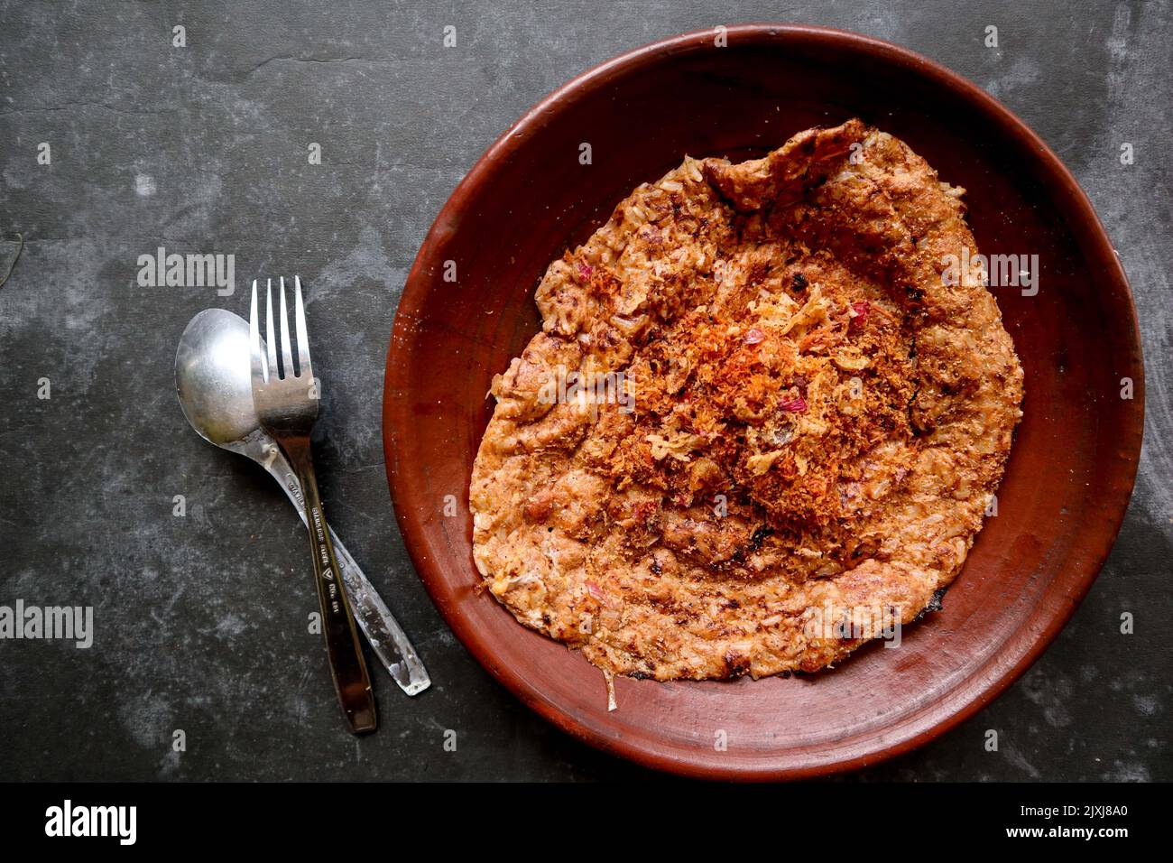 kerak telor or Egg Crust. kerak telor is Spicy Glutinous Rice Omelette ...