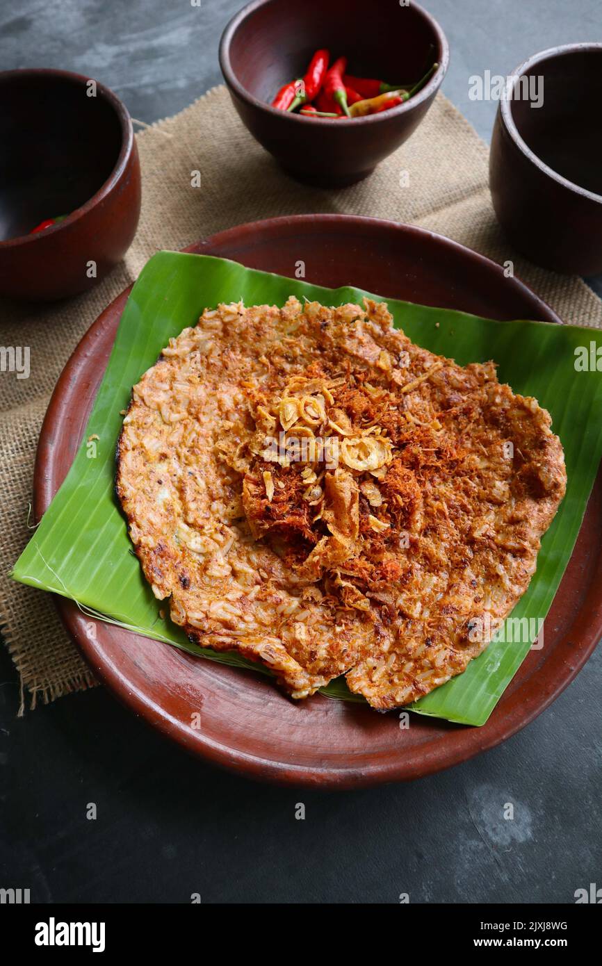 kerak telor or Egg Crust. kerak telor is Spicy Glutinous Rice Omelette ...